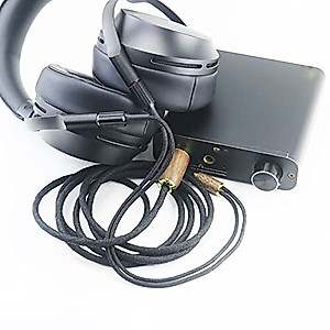 NewFantasia 4-pin XLR Balanced Male 6N OCC Copper Silver Plated Cord 4-pin XLR Balanced Cable Compatible with Sony MDR-Z7, MDR-Z7M2, MDR-Z1R Headphones Walnut Wood Shell