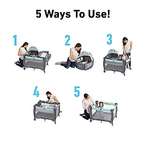 Graco Pack 'n Play Travel Dome Playard | Includes Travel Bassinet, Full-Size Infant Bassinet, and Diaper Changer, Oskar