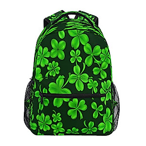 Kigai St. Patrick's Day Clover Backpack School Bag for Boys Girls,Laptop Backpack Lightweight Travel Bookbag Casual Daypack