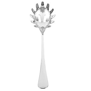 Housoutil Stainless Steel Pasta Server - 9.4inch 304 Pasta Spoon Spaghetti Spoon Server with Teeth - Noodle Spoon Server for Dumpling Ice Cube - Heat Resistant Design