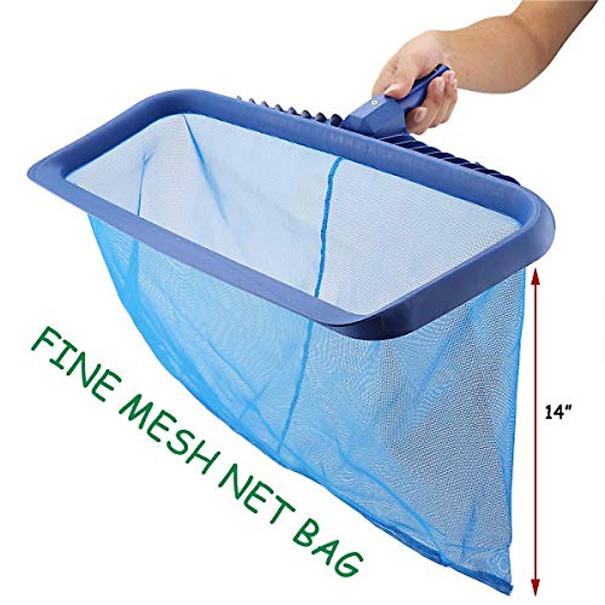 AnSun Upgraded Pool Skimmer Net, Heavy Duty Leaf Rake for Cleaning Swimming Pool & Pond, Fine Mesh Deep Bag Catcher with Strong Plastic Frame