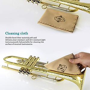 Trumpet/Cornet Cleaning and Maintenance Cleaner Care Kit with Valve Oil, Tuning Slide Grease, Flexible Brush, Valve Brush, Mouthpiece Brush, Cork Grease, Cleaning Cloth, and More in Khaki