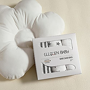 GLLQUEN BABY Organic Swaddle Blankets for Baby Boy Girl, Gray Elephant Star & Stripe, 3 Pack Wrap Set, Newborn Adjustable Swaddles Sleep Sack, 0-3 Months (Small/Medium)