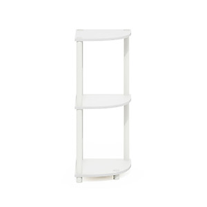 Furinno Turn-N-Tube 3-Tier Corner Display Rack Multipurpose Shelving Unit, White/White