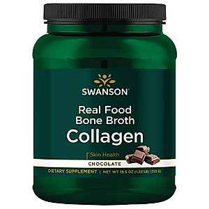 Swanson Real Food Bone Broth Collagen - Chocolate 19.5 oz Pwdr