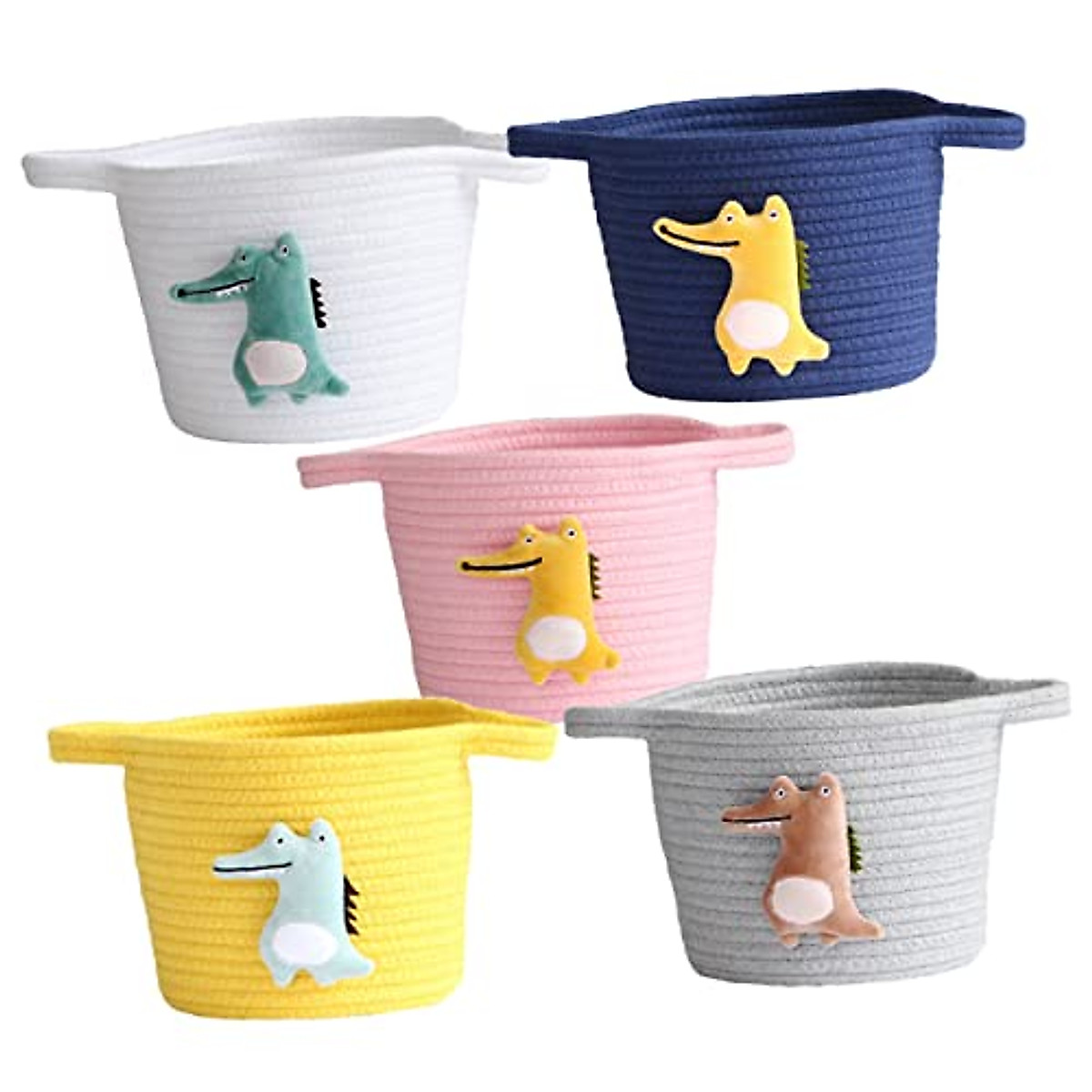 Alasum Mini Laundry Basket Woven Baskets Toy Storage Bins Desktop Stand Mini Cotton Rope Baskets Small Storage Baskets Pink Storage Box Cosmetic Container To Weave Brush Holder Child