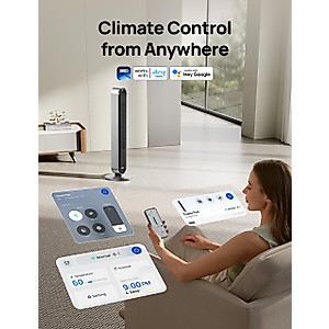 Dreo Pilot Max 120° Oscillating Tower Fan, 42 Inch Bladeless Fan for Bedroom, 25dB Quiet DC Motor, Standing Fan with Remote, 12 Hyper Wind Speeds, 4 Modes, 12H Timer Floor Fans for Home Living Room
