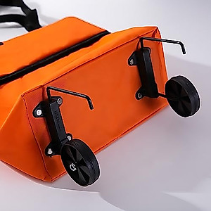 Collapsible Trolley 16 Gallon Capacity Bags Folding Shopping Bag with Wheels Foldable Shopping Cart Reusable Shopping Bags Grocery Bags Shopping Trolley Bag on Wheels (Orange)