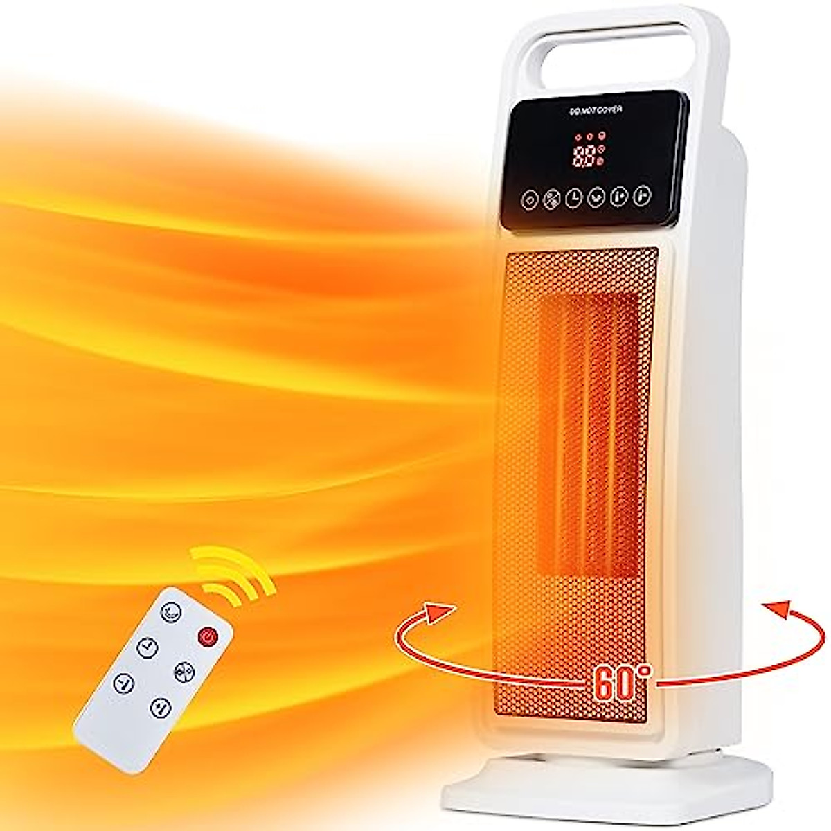 Space Heaters for Indoor Use, 1500W Electric Ceramic Heater for Room with Remote, Thermostat, Tip-Over & Overheat Protection, Portable Heaters Office & Home