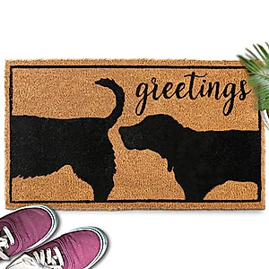 MAINEVENT Funny Dog Greetings Dog Door Mat 30x17 Inch, Funny Dog Welcome Mat, Welcome Mat Dog, Dog Front Door Mat, Dogs Welcome Coir Mat, Dogs Welcome Door Mat, Dogs Welcome Entrance Mat Doormat