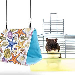 Winter Warm Hamster Bird Hammock Nest House Shed Hut Practical Pet Hanging Nest Warm Cage Plush Fluffy Birds Hut Hideaway Hamster Hanging Bed (Shell M)