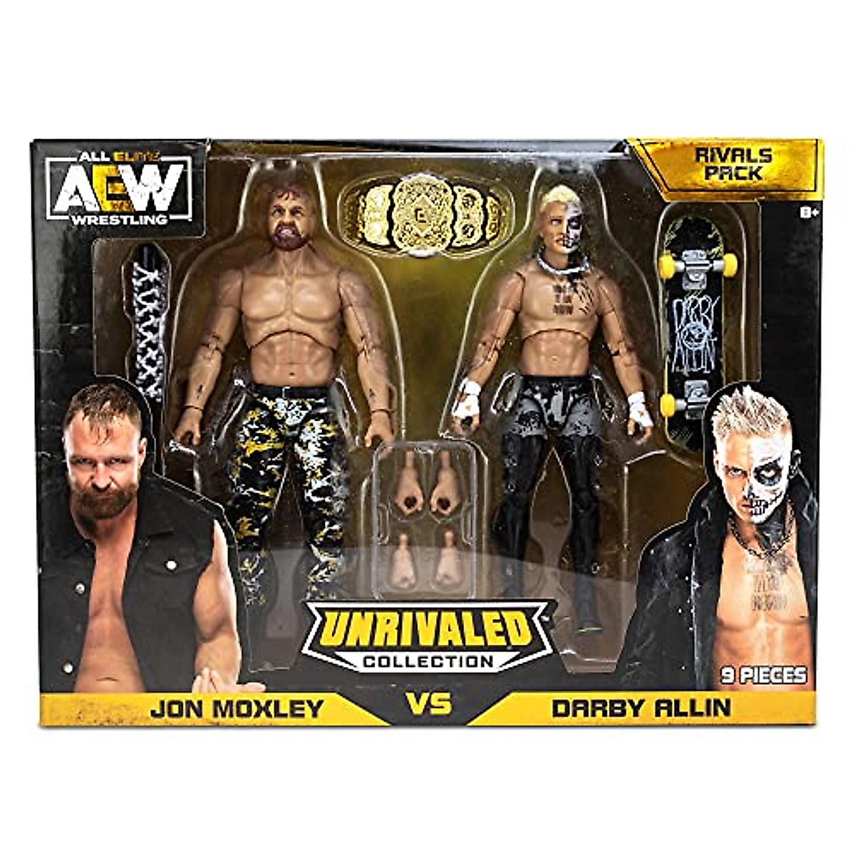 All Elite Wrestling Unrivaled Collection Rivals Pack - Darby Allin and Jon Moxley Action Figures, Plus Accessories - Amazon Exclusive