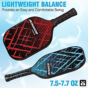 Pickleball Paddles Set,of 4, 7.5oz Fiberglass Honeycomb Core Pickleball Racket with Outdoor/Indoor Ball, Portable Shoulder Bag, Paddle Grip and Tape, Pickleball Gifts for Family, Kids and Beginner