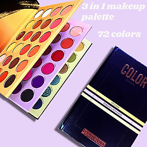MYUANGO Highly Pigmented 72 Colors Eyeshadow Makeup Palette, Matte Shimmer Glitter Metallic Eye Shadow Pallet Long Lasting Blendable Make Up Eye Shadows For Halloween Makeup