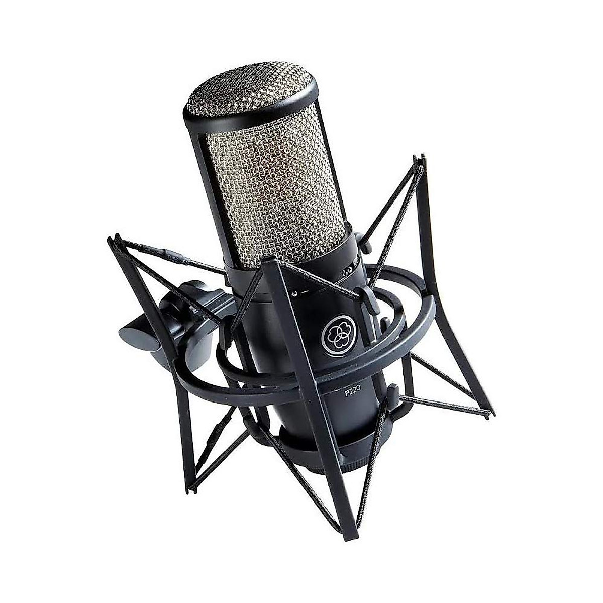 AKG P220 High-Performance Large Diaphragm True Condenser Microphone Bundle with Desktop Boom Scissor Arm Mic Stand and Pop Filter (3 Items)