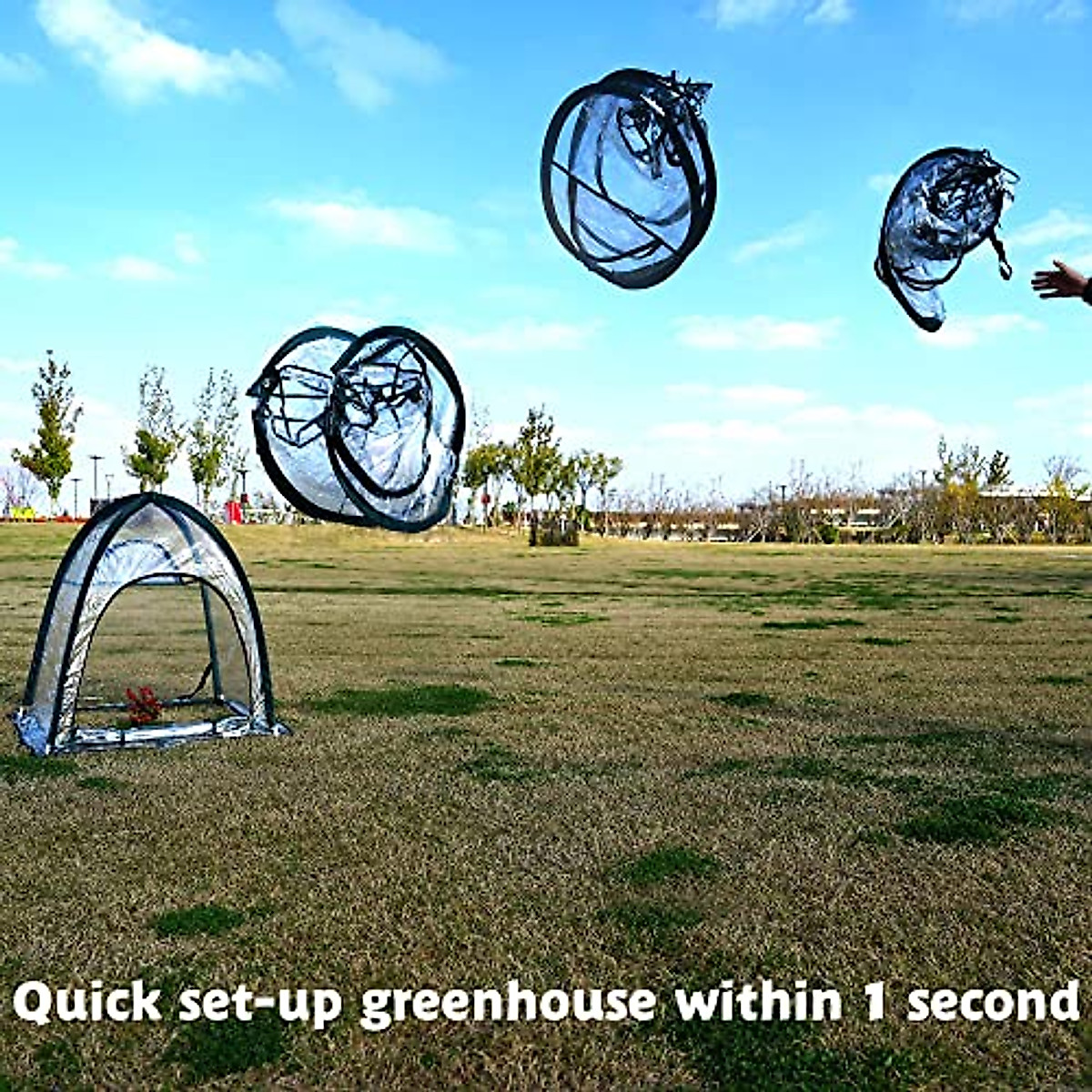 Pop Up Greenhouse Pack of 2 Mini Flower House Backard Garden Plant Cover for Cold Forst Protection PVC Sunshine Room with Stakes and Carrybag (28x28x32inch)