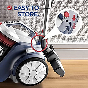 PINETAN Bagless Cyclone Canister Vacuum Cleaner, with Cyclone Filtration, Lightweight Design & Powerful Suction, Multi-Surface Cleaning Nozzle and Automatic Cord Rewind - Ocean Blue, UC612
