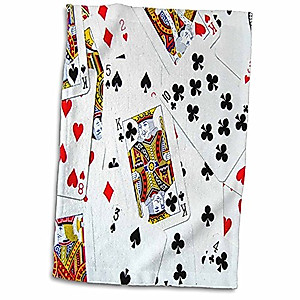 3D Rose Scattered Playing Photo-for Card Players Eg Poker Bridge Games Casino Las Vegas Night Hand/Sports Towel, 15 x 22