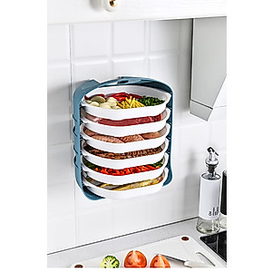 RJfashion Kitchen multifunctional side dish storage box-household multi-layer hot pot vegetable side dish tray-can be superimposed and assembled freely??????????? (white, 6-layer storage)