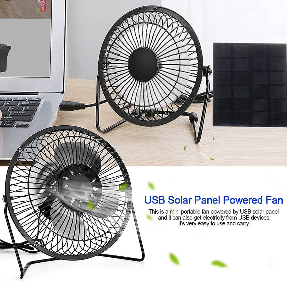 Solar Panel Powered Fan, 4.5W 6V USB Solar Panel Powered Mini Portable Fan Solar Mini Exhaust Fan for Cooling Ventilation Home Travelling Fishing