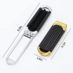2Pcs Hair Brush With Mini Mirror, Travel Folding Pocket Hair Brush for Women Girls, Mini Massage Comb for Gym, Trip, Purse, Swimming (Gold&Silver)