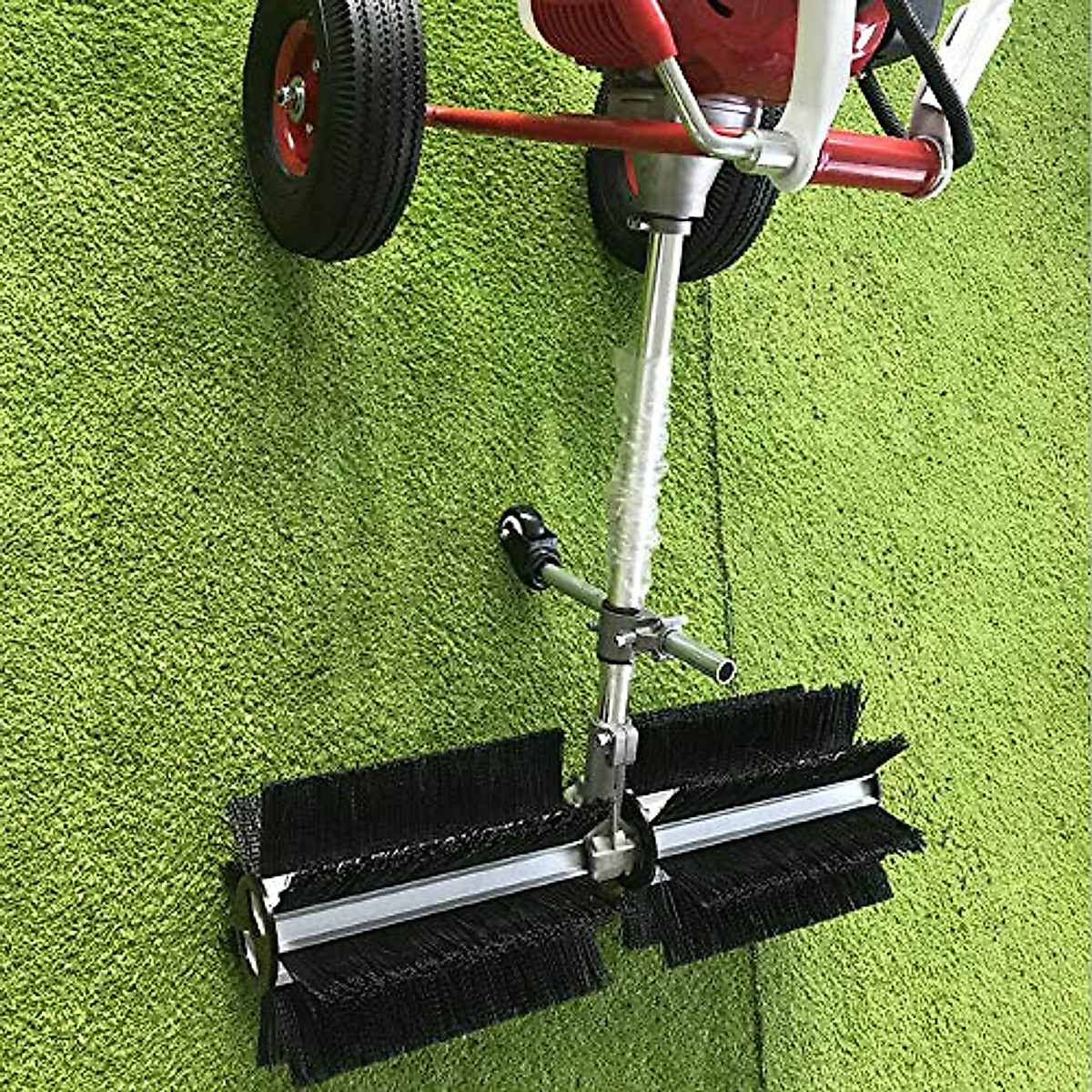 OUKANING 43CC Gas Powered Sweeper Broom 2 Stroke Walk Behind Snow Sweeper Hand Held Brush Broom Sweeping Machine for Garden Lawn Yard Sidewalk Driveway Turf Grass Cleaning