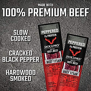 Jack Link’s Premium Cuts Beef Steak, Peppered, 12 Count, 1 Oz Strips – Great Protein Snack with 11g of Protein and 1g of Carbs Per Serving