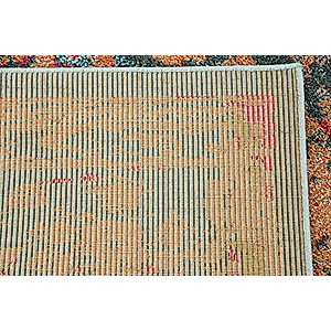 Unique Loom Medici Collection Floral Vibrant Colors Traditional Blue Area Rug (8' 0 x 11' 0)