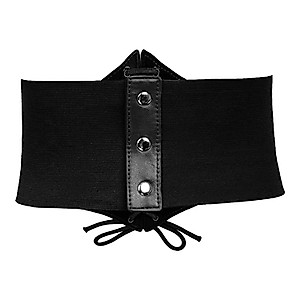 Black Lace-up Cinch Belt Tied Corset Elastic Waist Belt for Women Girls