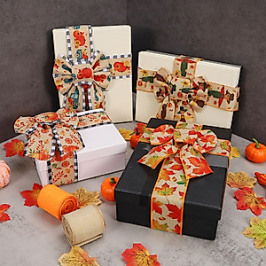 6 Rolls 30 Yards Burlap Ribbon, 2.5″W Buffalo Plaid Wired Edge Ribbon Thanksgiving Theme Craft Ribbon for Wrapping Gifts Making Wreath Bow