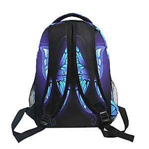 ALAZA Purple Butterfly Wing Backpack Daypack College School Travel Shoulder Bag