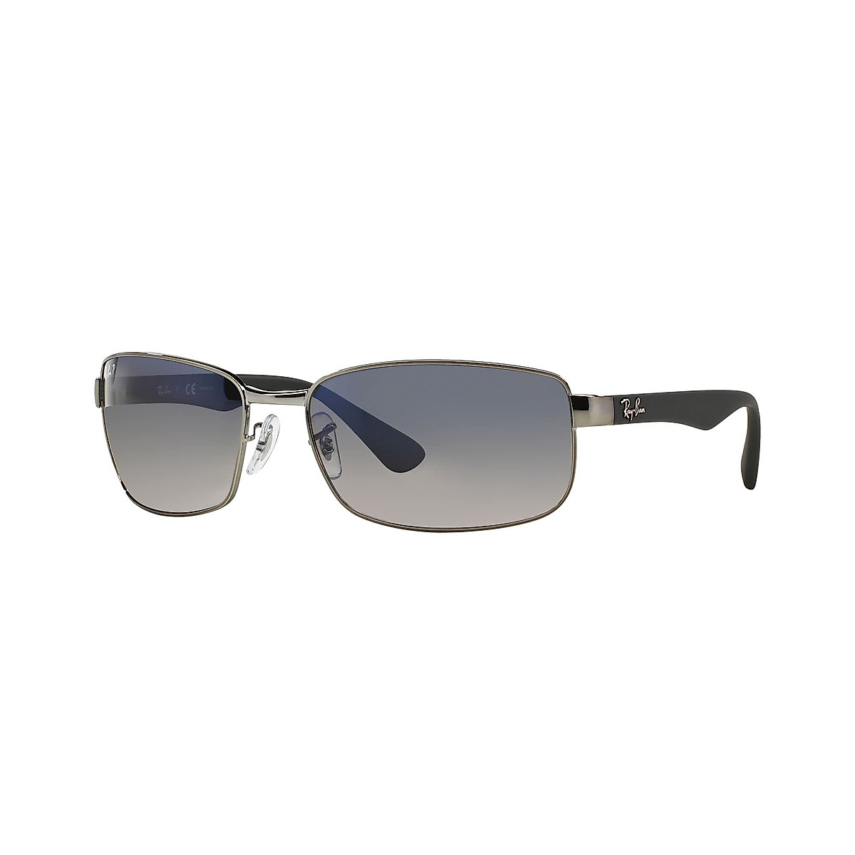 Ray-Ban RB3478 Rectangular Sunglasses, Gunmetal Frame/Blue Polarized Lens, 60 mm