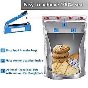 10 PCS 5 Gallon Mylar Bags For Food Storage, Mylar Bags With Oxygen Absorbers - 2500CC×10 PCS (10x PCS of 1), Large Aluminum Mylar Bags - 26"x17"