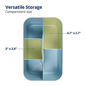 BLUE GINKGO Multipurpose Caddy Organizer - Stackable Plastic Caddy with Handle | Desk, Makeup, Dorm Caddy, Classroom Art Organizers and Storage Tote (Rectangle) - Blue