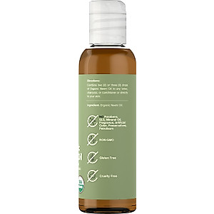 Coera Neem Oil | 4 fl oz | Certified Organic | Moisturizing Oil for Face, Hair, Skin, & Nails | Free of Parabens, SLS, & Fragrances