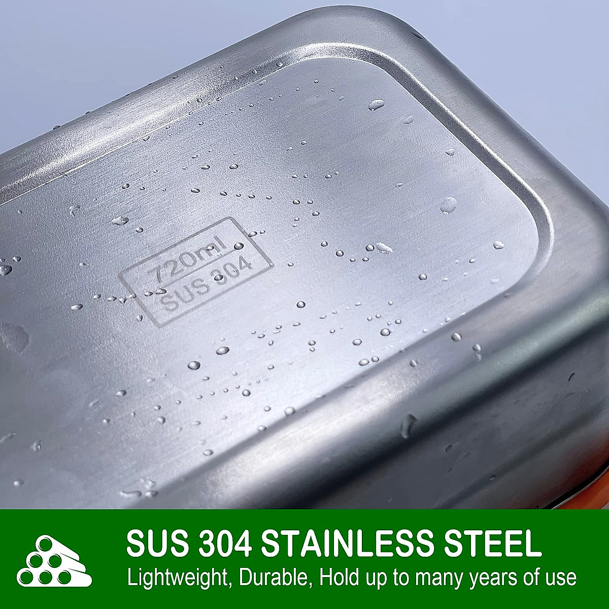 AORAKI Stainless Steel Containers with Lids, Lunch Box Container with Leak Resistant Silicone Lid, Food Storage Bento Box for Snacks, Sandwiches, Fruits, Vegetables, 25oz