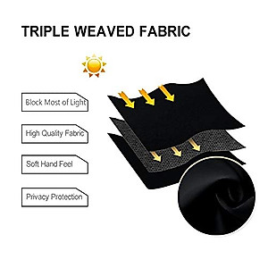 DWCN Black Blackout Curtains for Bedroom with Tiebacks - Thermal Insulated Light Blocking Grommet Window Curtains for Living Room, 38 x 45 inch Length, Set of 2 Panels