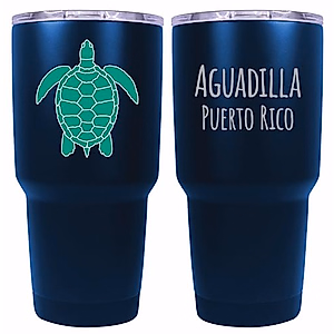 R and R Imports Aguadilla Puerto Rico Souvenir 24 oz Navy Insulated Stainless Steel Tumbler Turtle Design