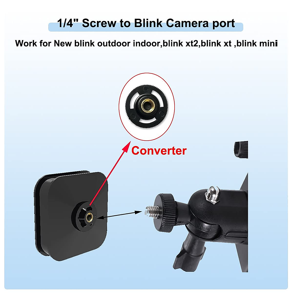 MANWU Mount Bracket Adapter Converter Connector for All-New Blink Outdoor Indoor XT2/XT Security Camera,Attachment That Holds Blink Camera to 1/4" Universal Mount (5 Pack Black)…