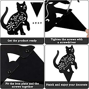 3 Pieces Black Cat Decorative Garden Stakes Metal Cute Cat Garden Decorative Silhouette Animal Outdoor Statues for Cat Lovers Yard Garden Lawn Decorations