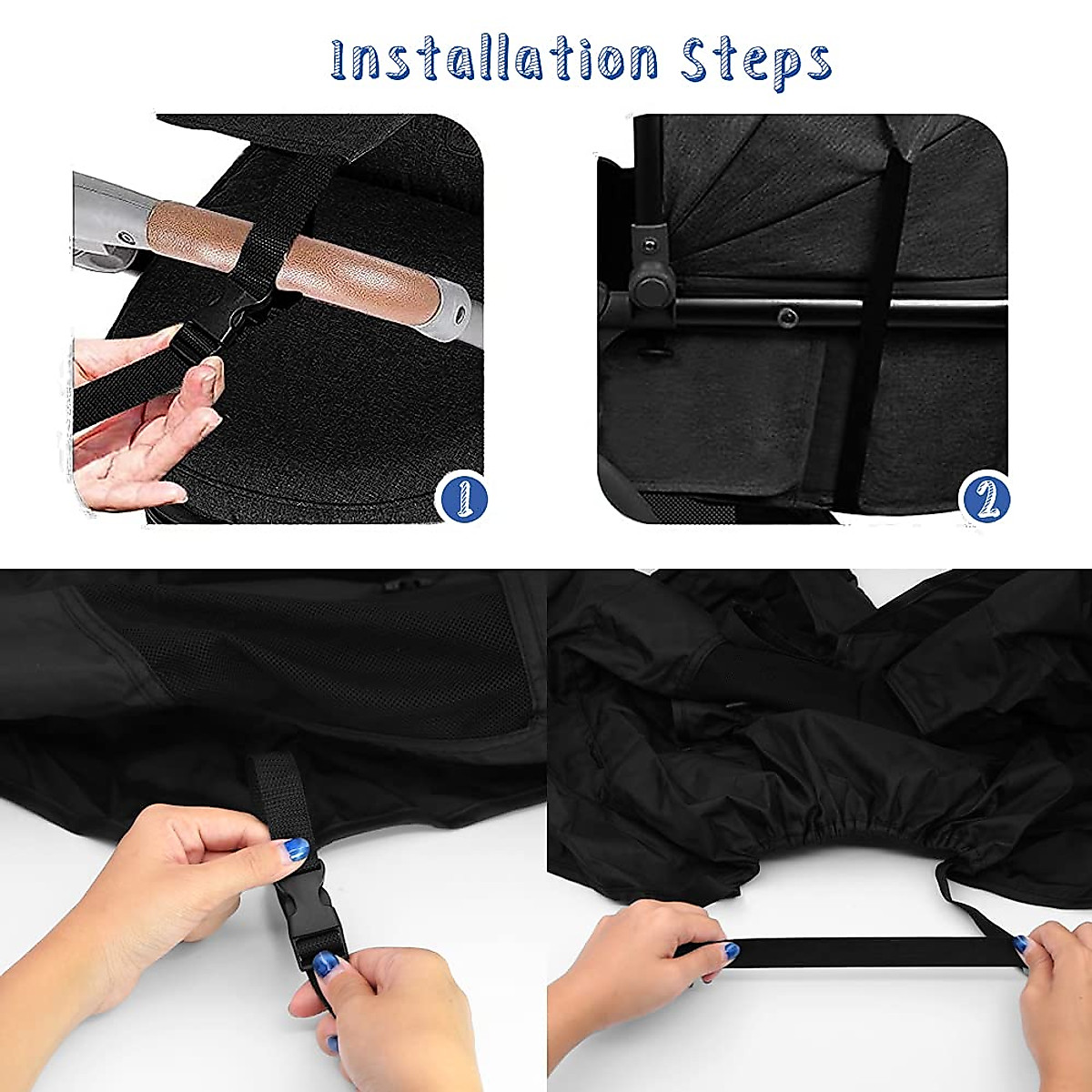 Pram Sunshade Sun Cover, Sun Shade Stroller for Baby, Universal Waterproof Stroller Sunshade Cover Anti-UV with Viewing Window for Stroller(Black)