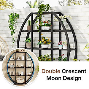 Tribesigns Etagere Bookcase, 5 Tiers Large Tall Oval Bookshelf, Industrial Wood Bookshelves Display Open Shelf Organizer for Living Room, Bedroom, Home Office