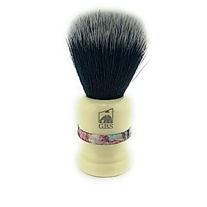 G.B.S Classic Synthetic Shaving Brush-Vegan For Men’s, Creates Lather Safety Razor, Wet Shaver's Choice Soft Bristles Pack 1 (Ivory With Color Stripe) 21 MM Knot 100 mm (4" all)