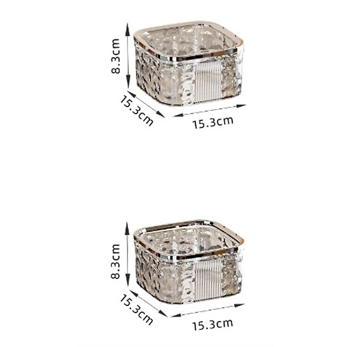 RSPGMKIX Desktop Trash Can Push-Type Living Room Light Luxury Sundries Bucket Car Home Desk Restaurant Storage Barrel Trash Basket(Clear,B)