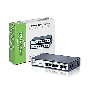 FASTCABLING PoE Passthrough Switch 4 Port, VLAN, QoS, Expand Network Port with Existed Cat5e/Cat6 Cable, Managed 60W PoE Powered Switch, IEEE802.3at/bt