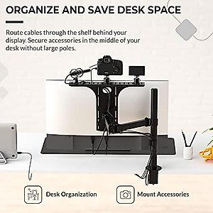 HumanCentric DSLR Monitor Mount – Monitor Shelf for Desk Camera Mount, Light Webcam and Microphone Camera Shelf for Monitor VESA Arm, Replace Clamp Tripods for Camera Desk Mount, Large
