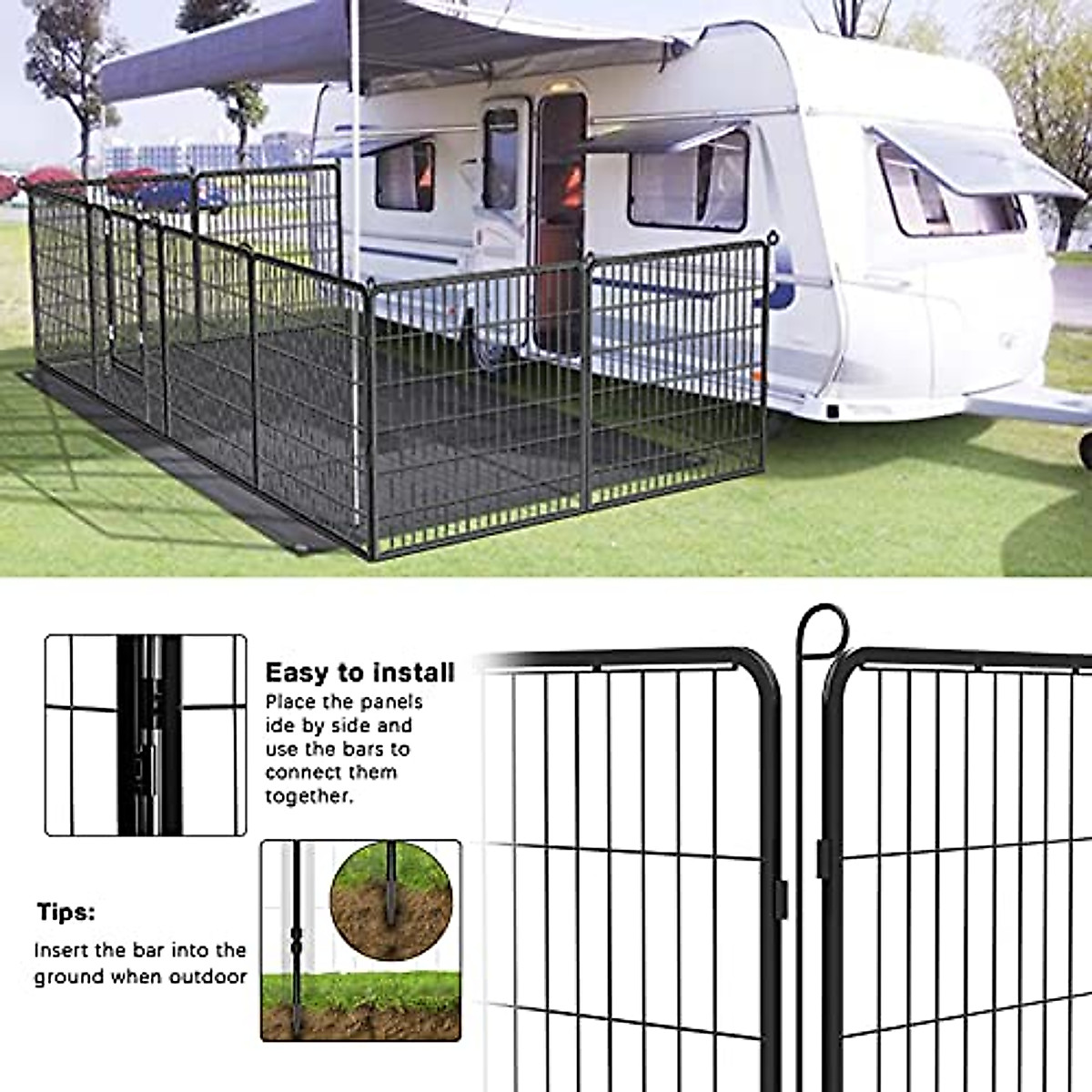 PUKAMI Dog Fence for Dogs, 8/16 Panels 24/32/40 Height x32 inch Width,Portable Dog Playpen Puppy Playpen for Small Medium Dog Exercise Pen for Indoor Outdoor,Pet Playpen Fence for Yard,RV,Camping