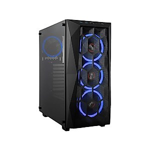 Rosewill SPECTRA X-Blue ATX Mid Tower Gaming PC Computer Case, Supports 240mm & 360mm Liquid Coolers, 4 Dual-Ring Blue LED Fans, Steel Airflow Mesh, Tempered Glass
