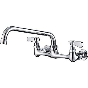 Evolvegoods Kitchen Sink Faucet with 10 Inch Swivel Spout Commercial Centerset Sink 2 Handle Polished Chrome Utility Laundry Restaurant rv Kitchen Faucets Wall Mount
