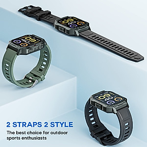 Smart Watch for Men(Answer/Make Call) Fitness Tracker Bluetooth Tactical Military Waterproof Smartwatch for Android Phones Outdoor Sports Digital Watches Heart Rate Blood Pressure Monitor Black